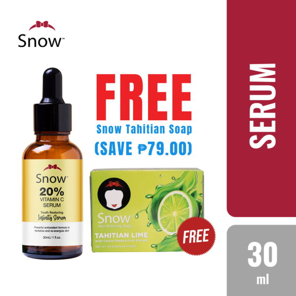 Snow 20% Vitamin C Serum + FREE Snow Skin Whitening Tahitian Soap (Save Php79) – Vida Nutriscience